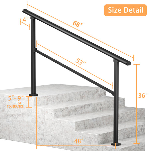 HOMLUX Lovmor Hand Rails for Outdoor Steps, Wrought Iron Railing, Porch ...