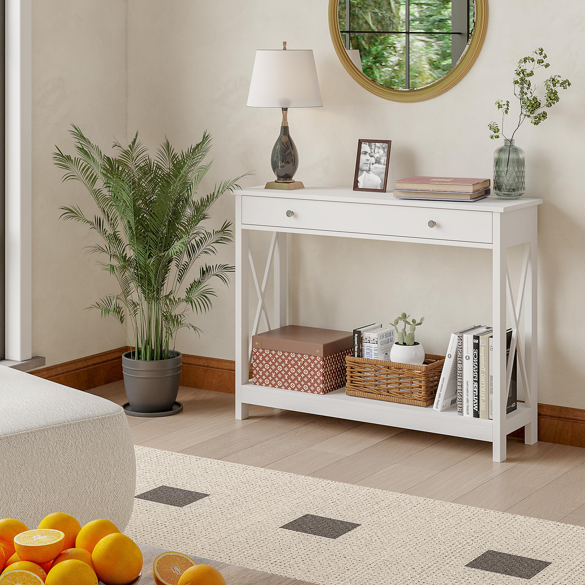 Cusp Barn Foyer Entryway Console Table With 1 Drawer And Storage ...