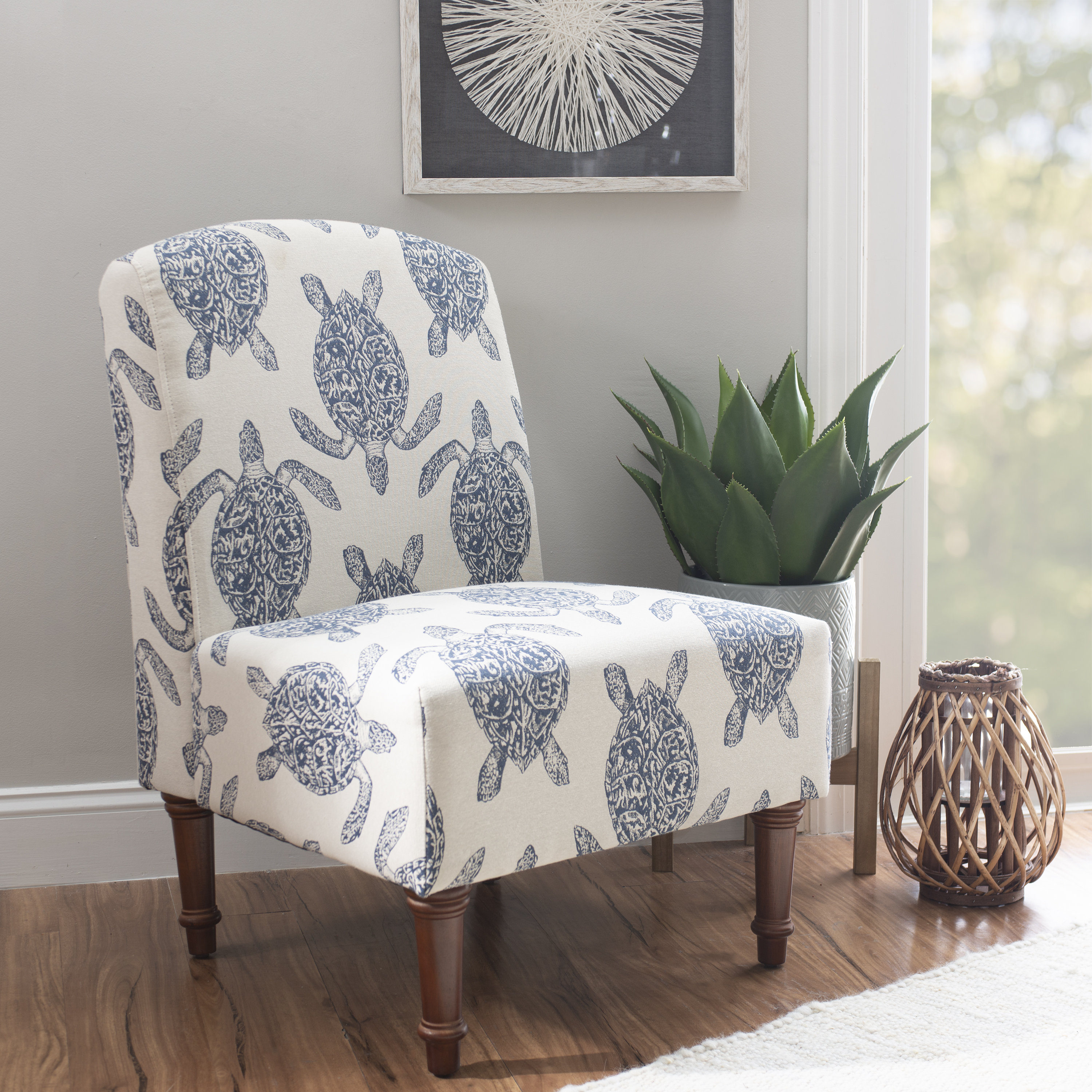 Beachcrest Home™ Almyra Coastal Upholstered Slipper Chair with Wood ...