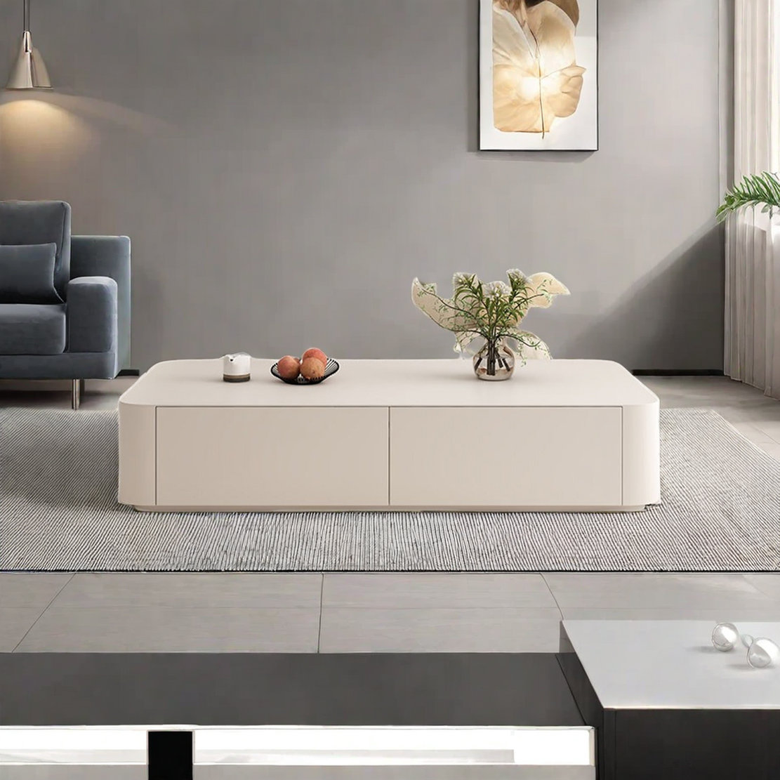 Aurora Craft Cream Storage End Table Coffee Table | Wayfair