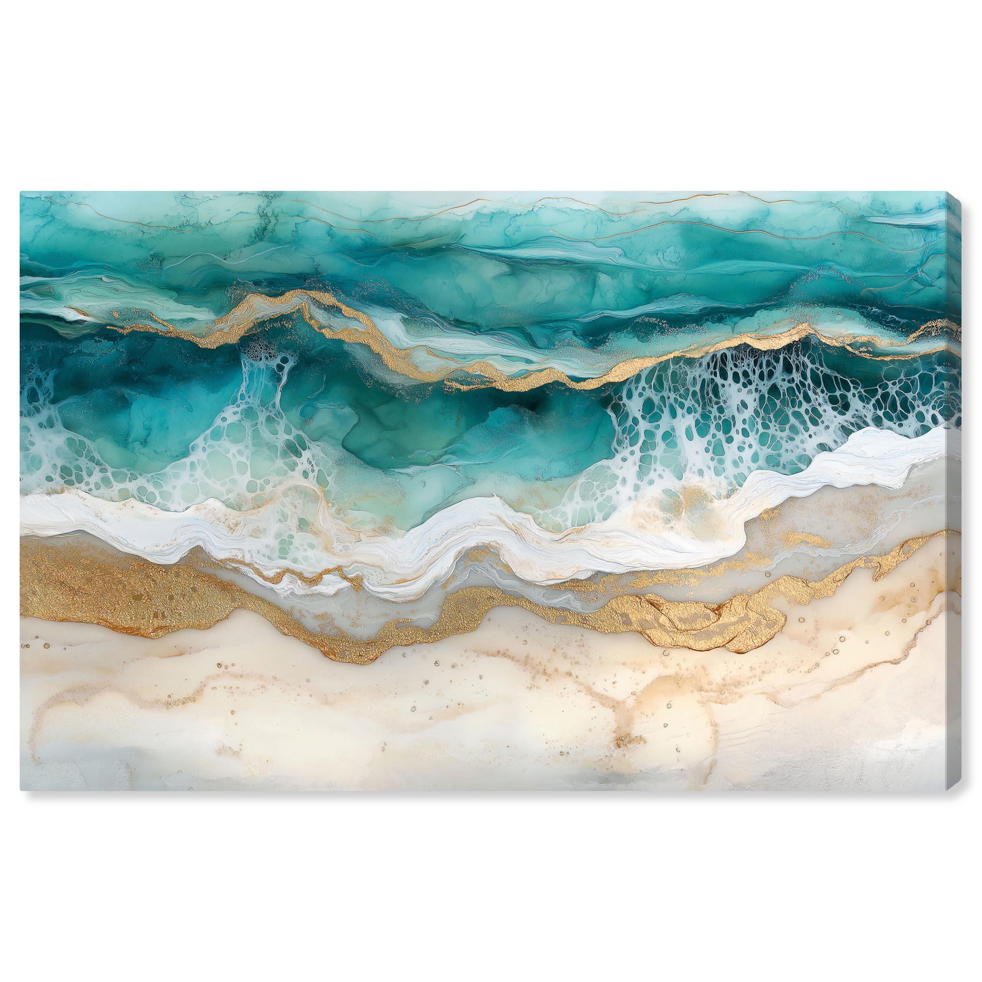Art Remedy Golden Currents Canvas Coastal Abstracts by Art Remedy | Wayfair