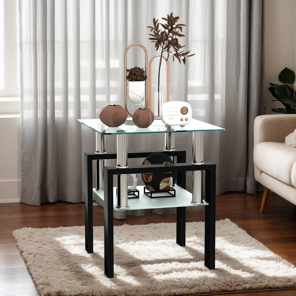 Wrought Studio Tempered Glass Coffee Table Modern Side Tea Table ...
