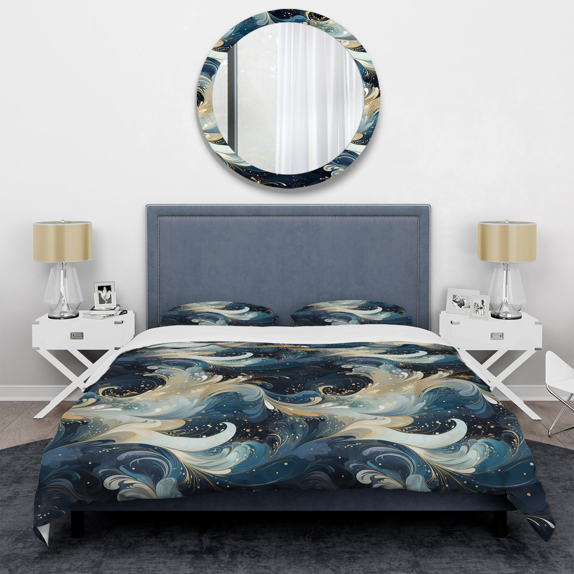 Design Art Kalobe White Cosmic Marble Elegant Whirls - Marble Duvet ...