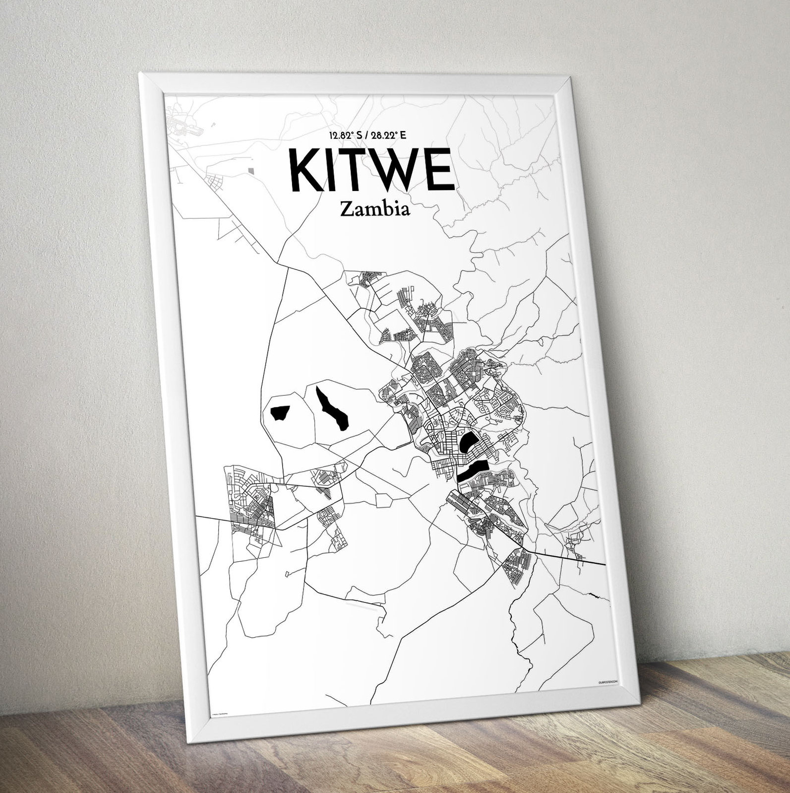 Wrought Studio™ 'Kitwe City Map' Graphic Art Print Poster in Ink ...
