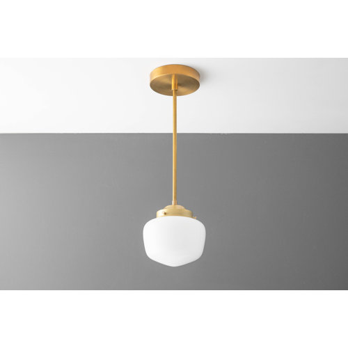 Ebern Designs Turin Pendant Light with an Opal Schoolhouse Shade | Wayfair