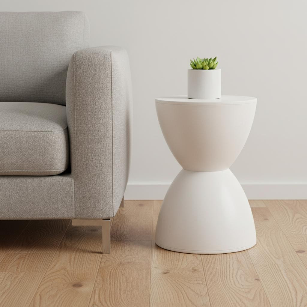 HomeRoots 17" White Heavy Duty Plastic Round Pedestal End Table | Wayfair