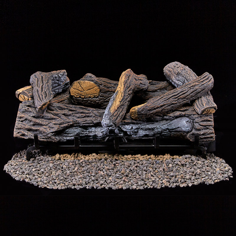 Duluth Forge Vent less Dual Fuel Gas Log Set, Stacked Oak, T-Stat ...