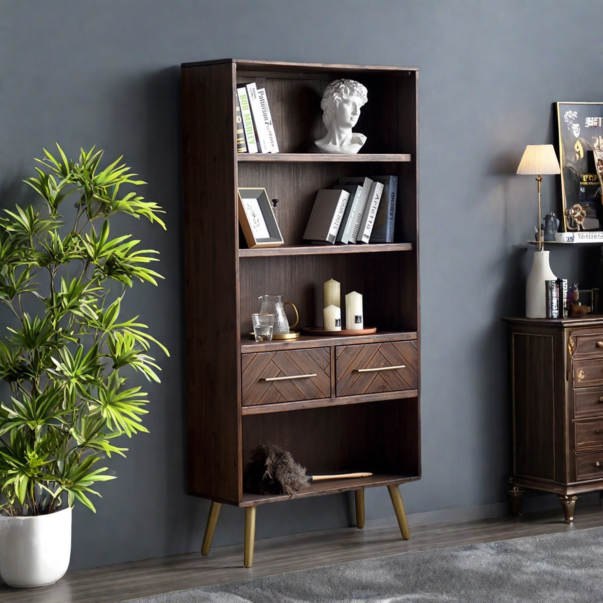 NICECABINET Modern Standard Solid Wood Bookcase | Wayfair