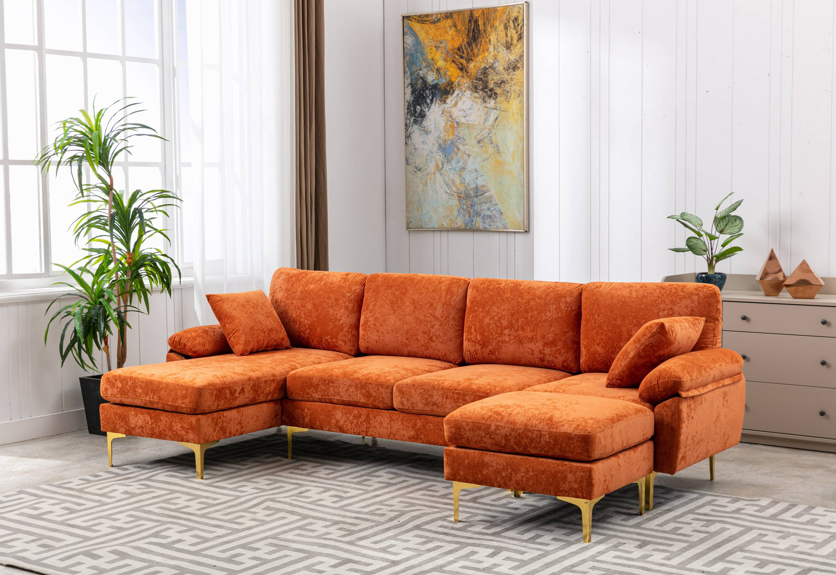 Everly Quinn Loubelle 114.32" Round Arm Modular Sofa Chaise Modern Sofa ...