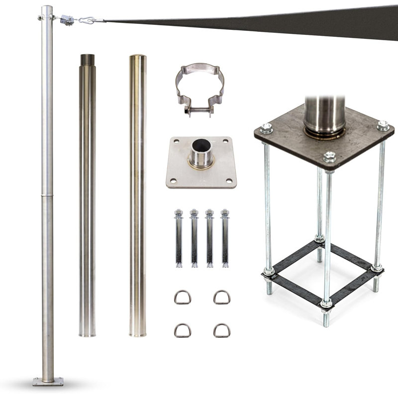 Amgo Stainless Steel Pole, Heavy Duty with Base Plate & Height ...