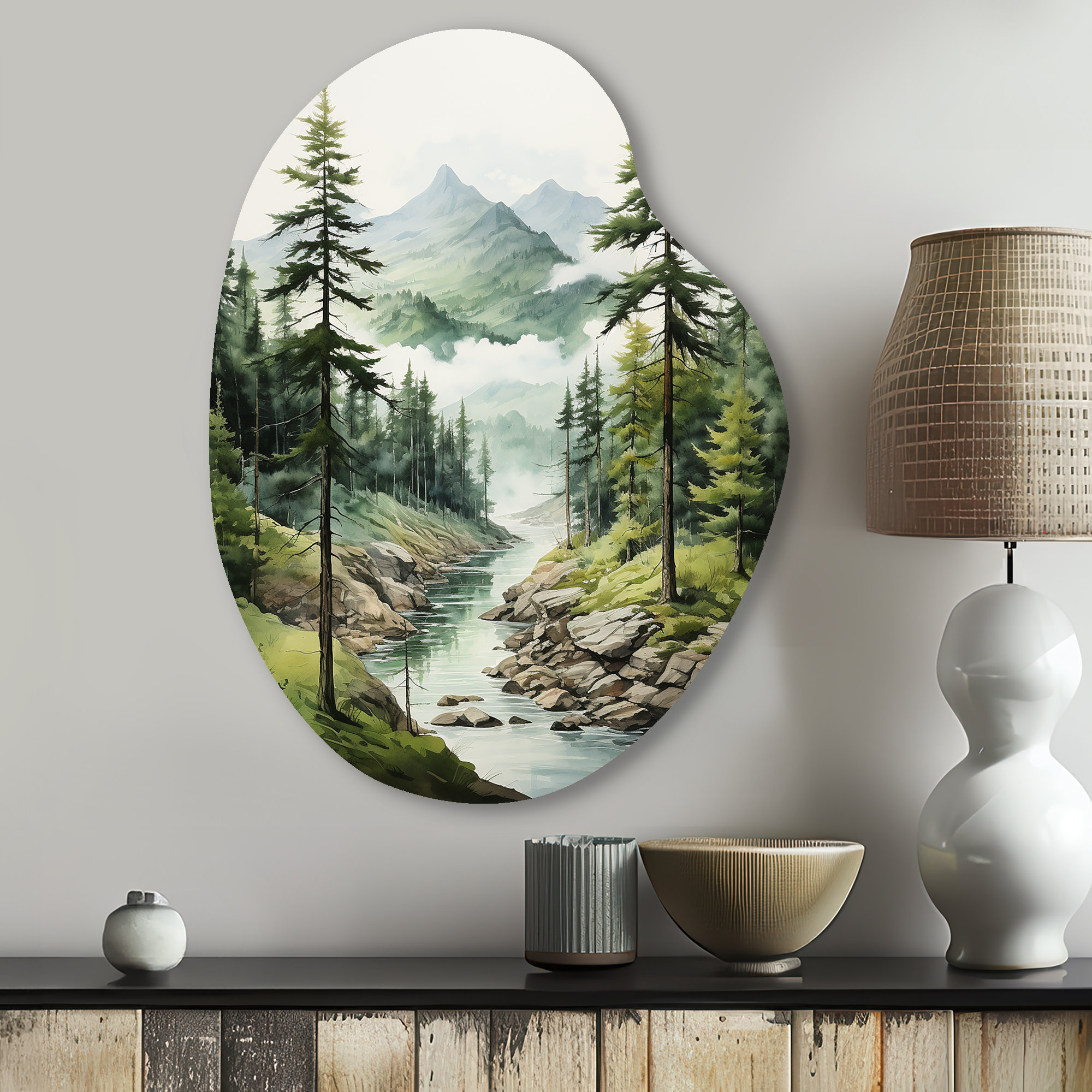 Design Art Green Pine Tree Eternal Guardians I - Tree Pine Pear Shape ...