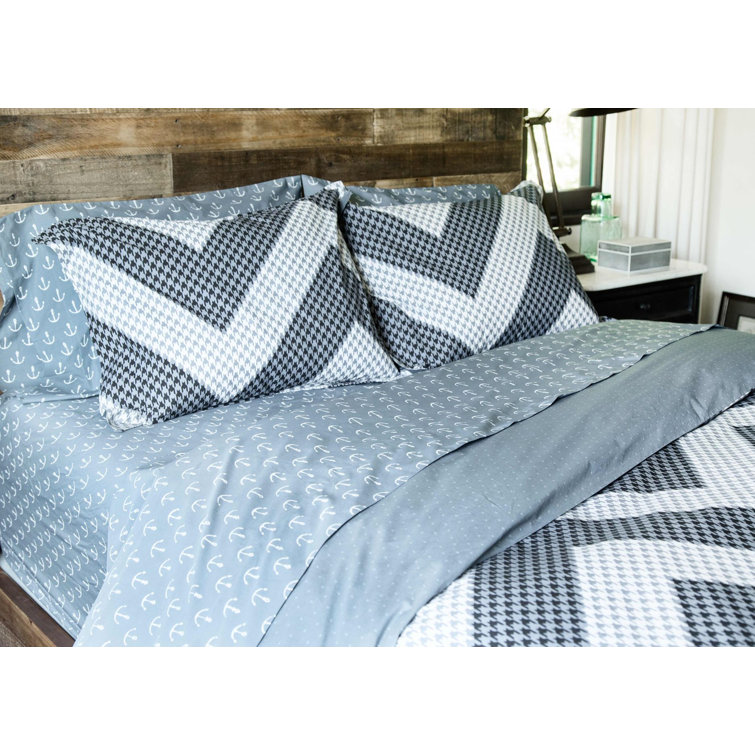 Thread Experiment Houndstooth Traditional Cotton Percale Comforter Set ...