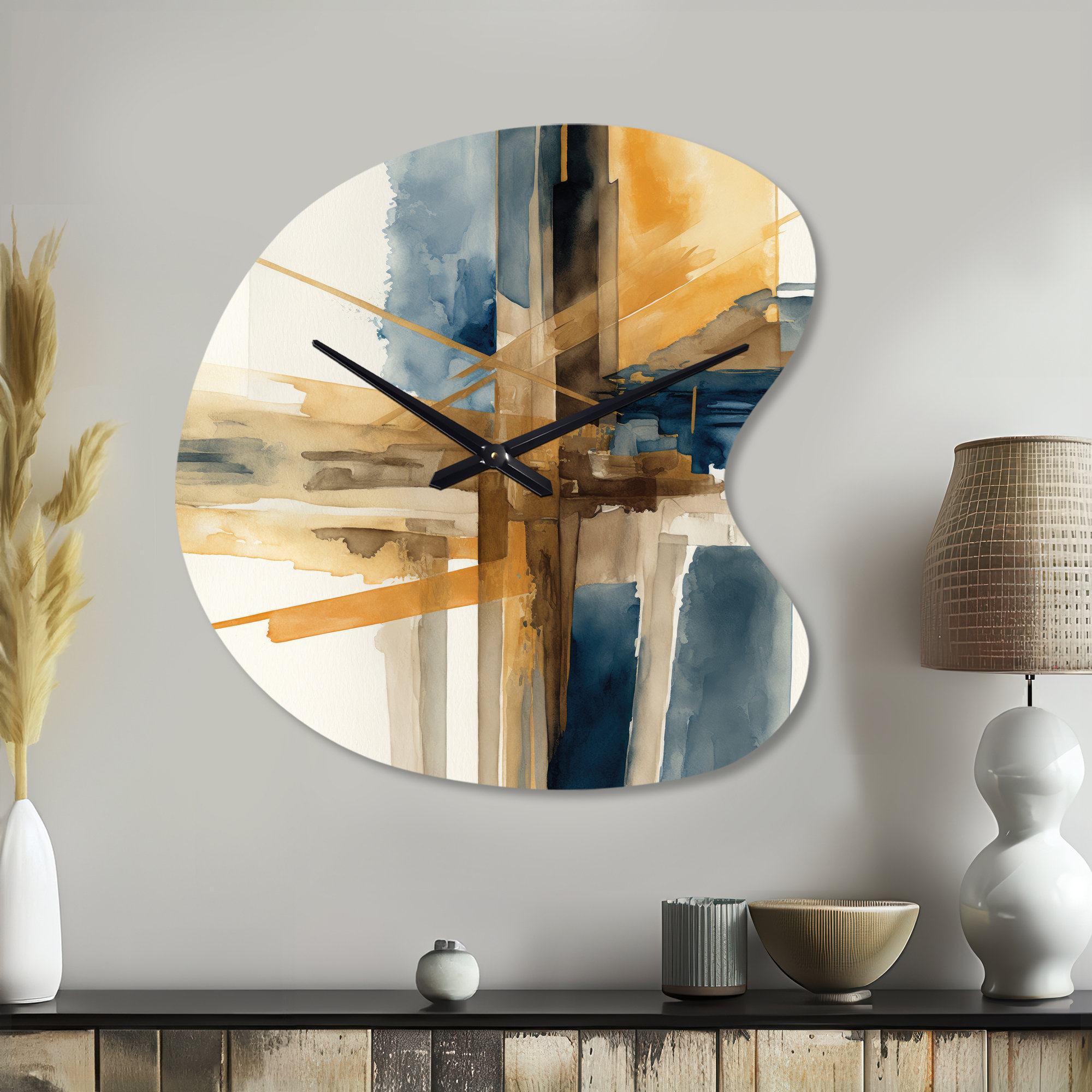 Design Art Modern Watercolor Abstract I - Drop Shape Large Blue Wall ...