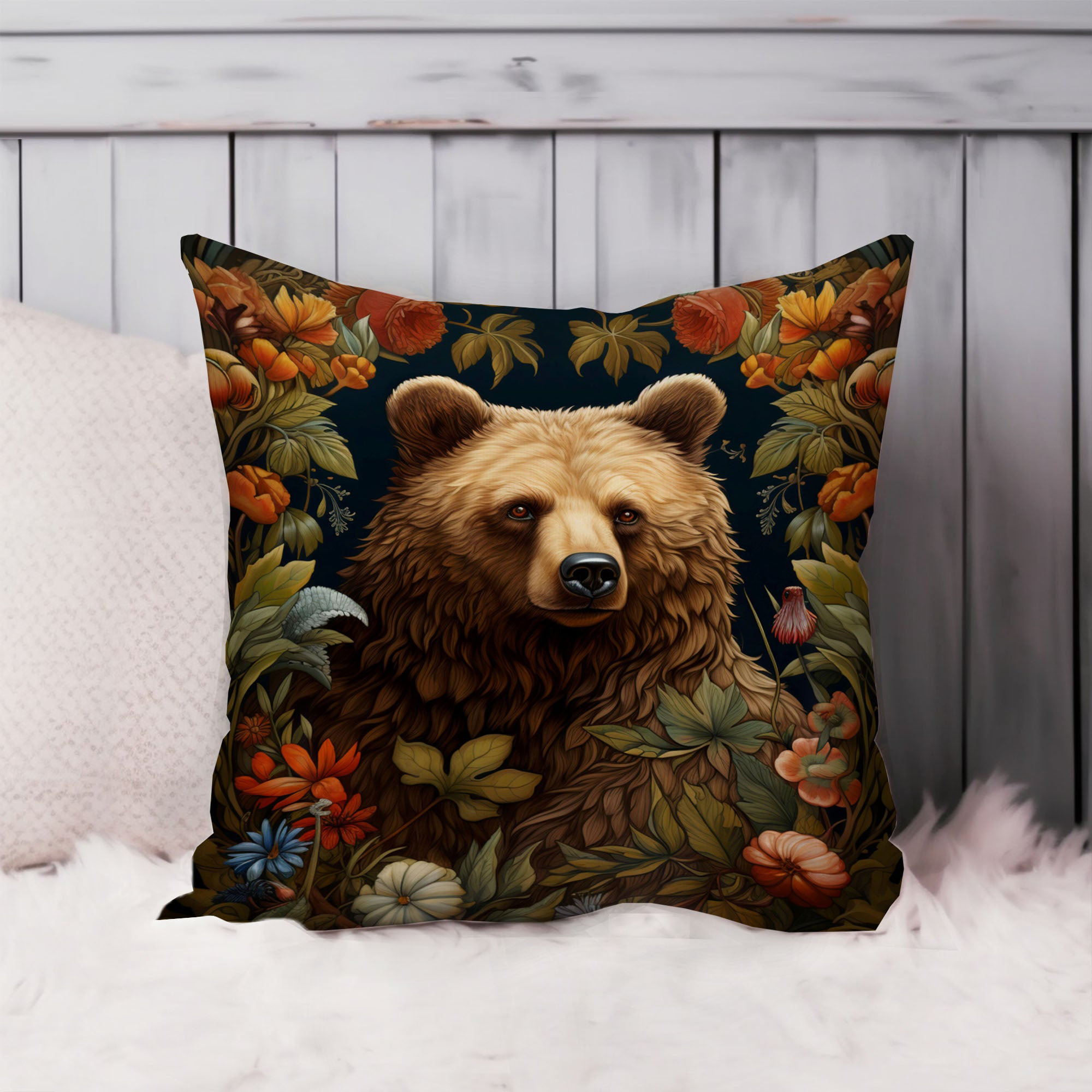 Ethan Taylor Animals William Morris Bear III Cottage Throw Pillow Cover | Wayfair