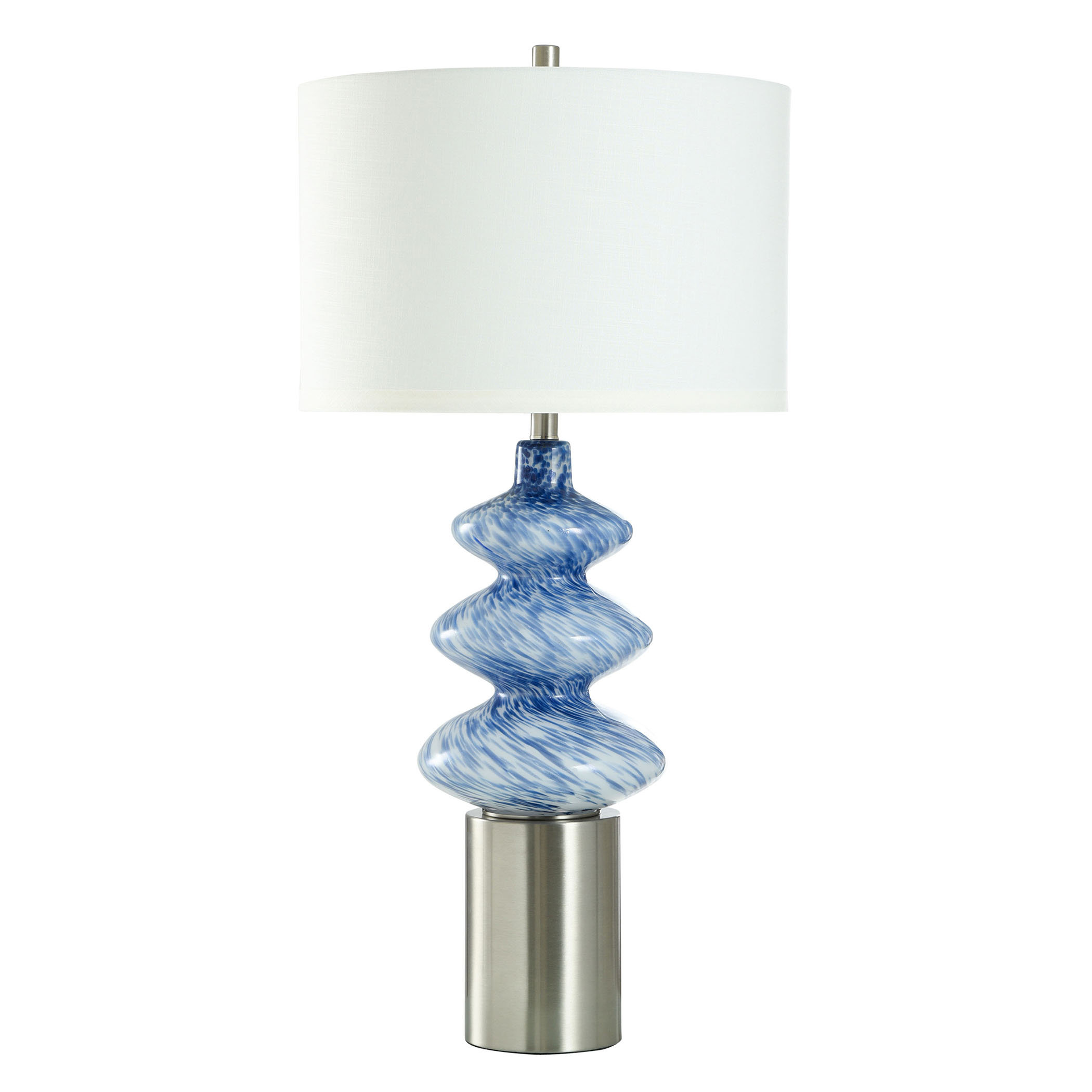StyleCraft Home Horizon Haze - Blue & White Glass Table Lamp - White ...