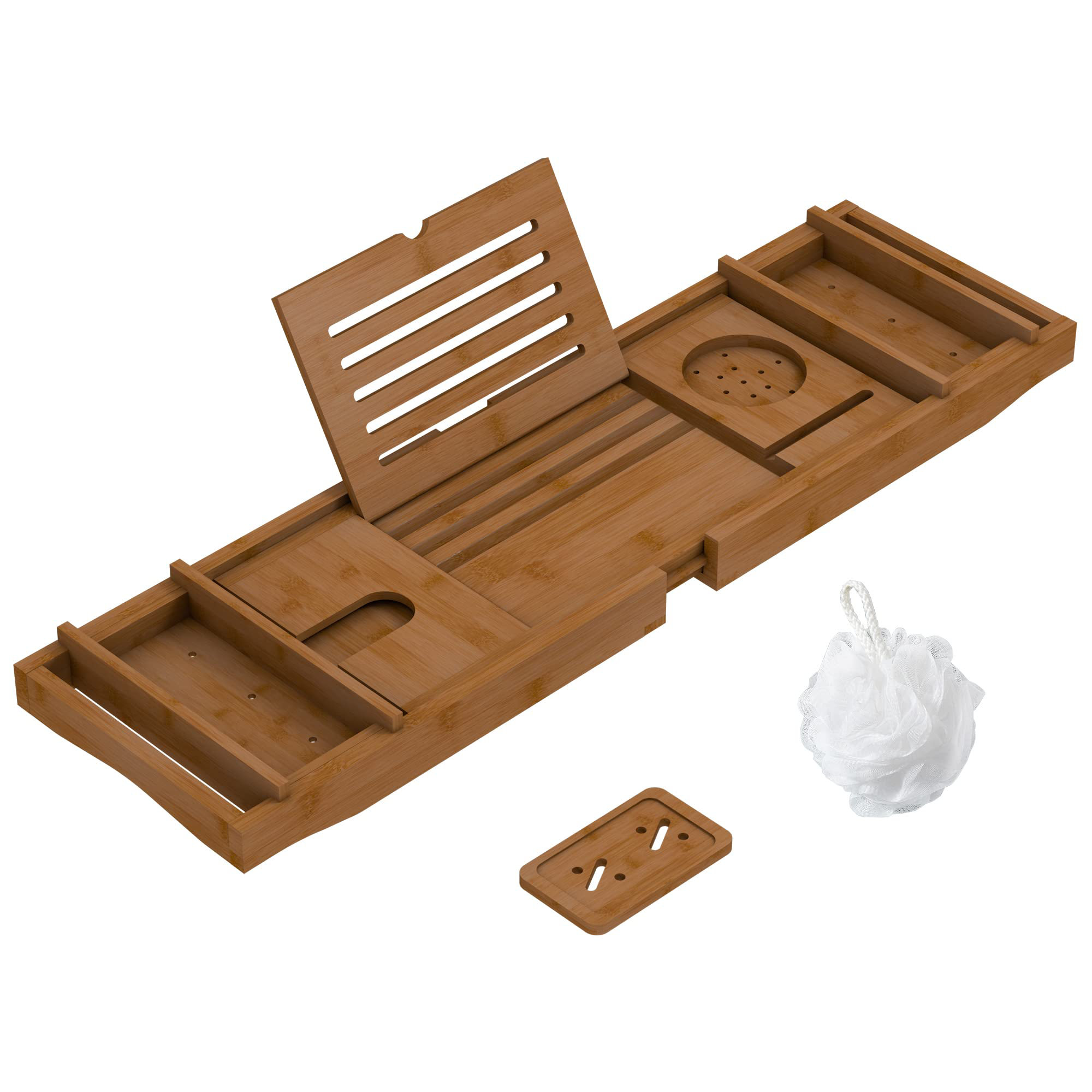 Rebrilliant Expandable Premium Bath Tray With Soap Towel Book Holder ...