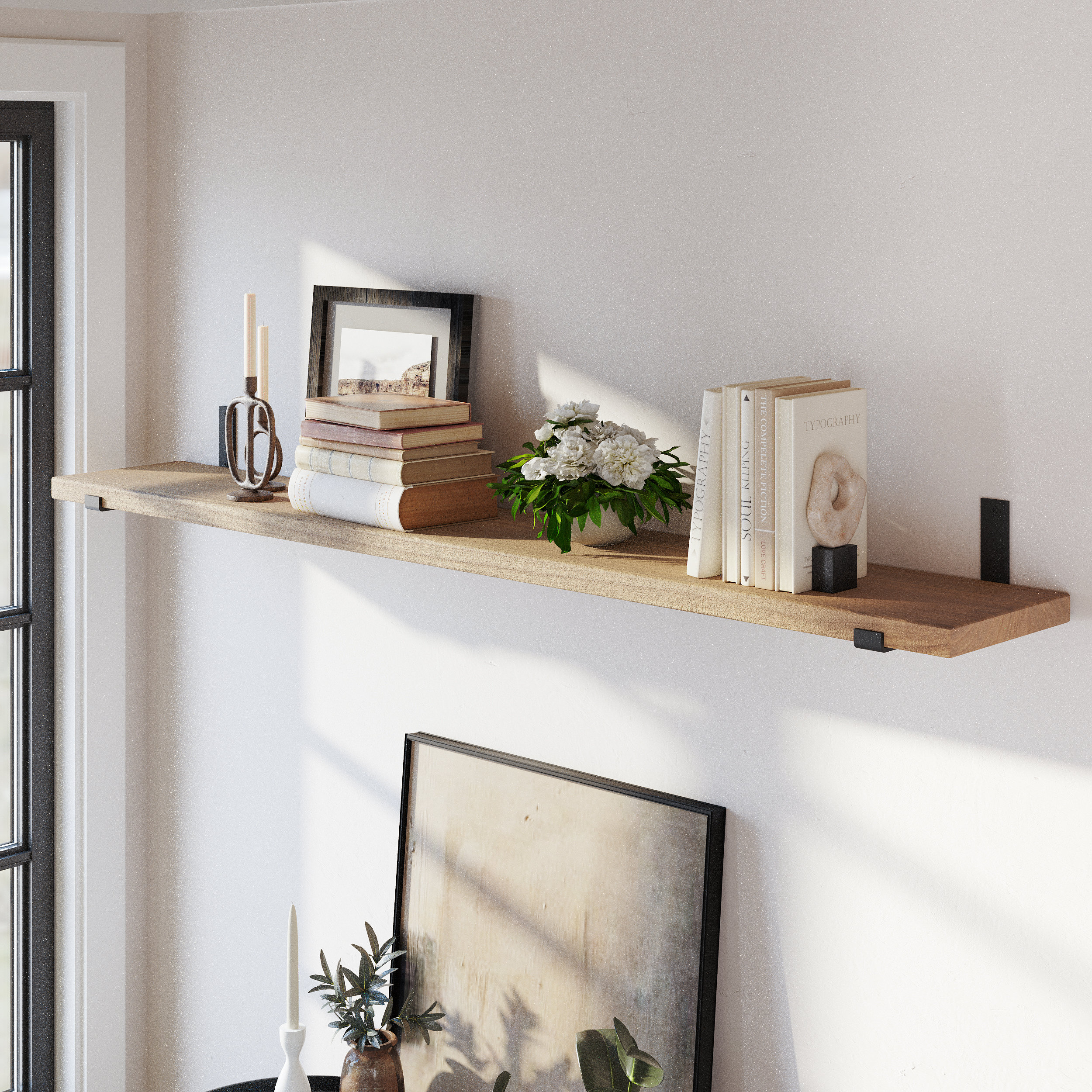 Loon Peak® 60" Long, 11.25'' Deep, 1.5" Thick, Wooden Floating Shelves ...