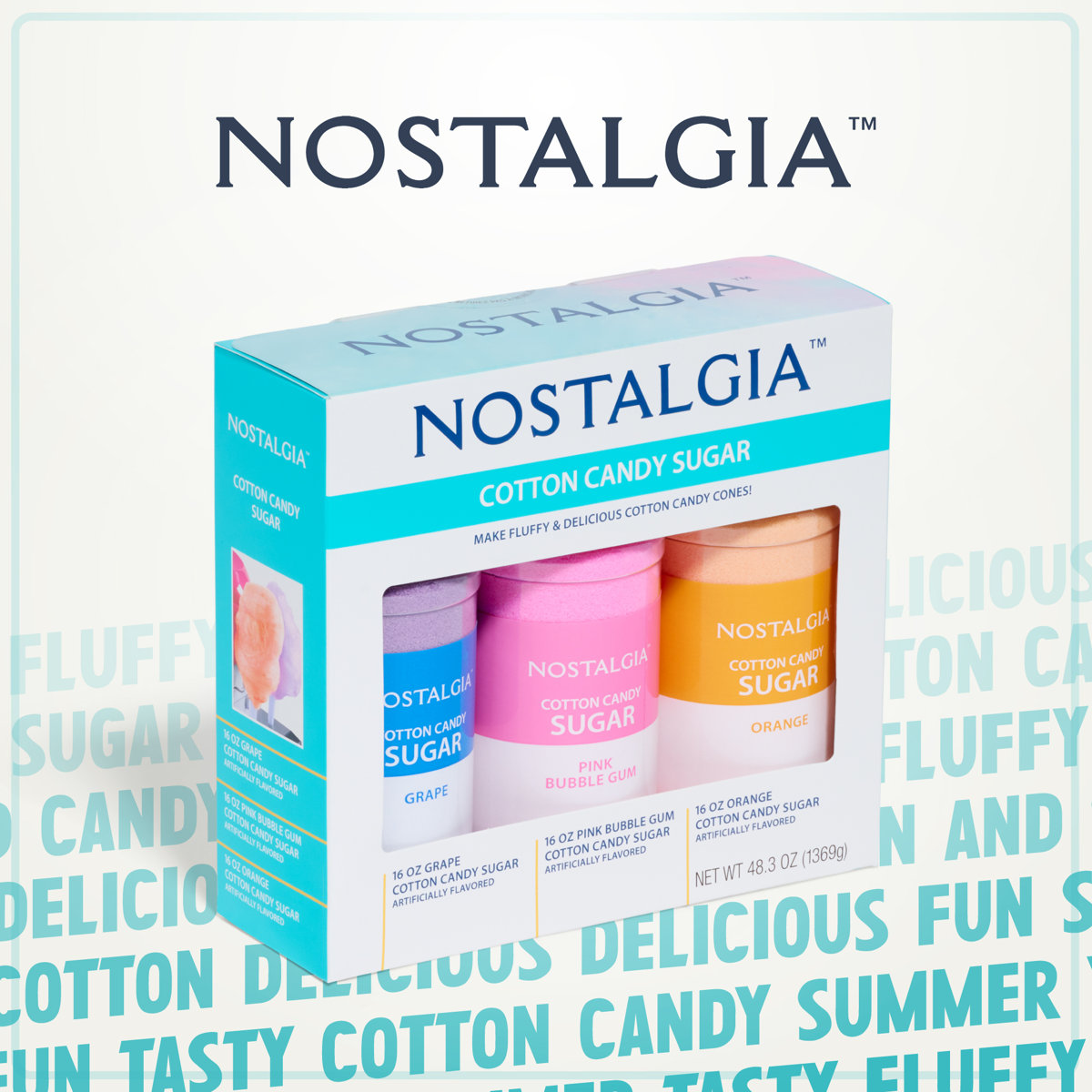 Nostalgia Cotton Candy Flossing Sugar - Grape, Pink Bubble Gum, Orange ...