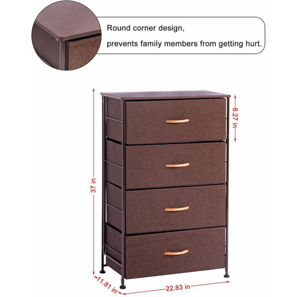 Latitude Run® Fabric 4 Drawers Storage Organizer Unit Easy Assembly ...