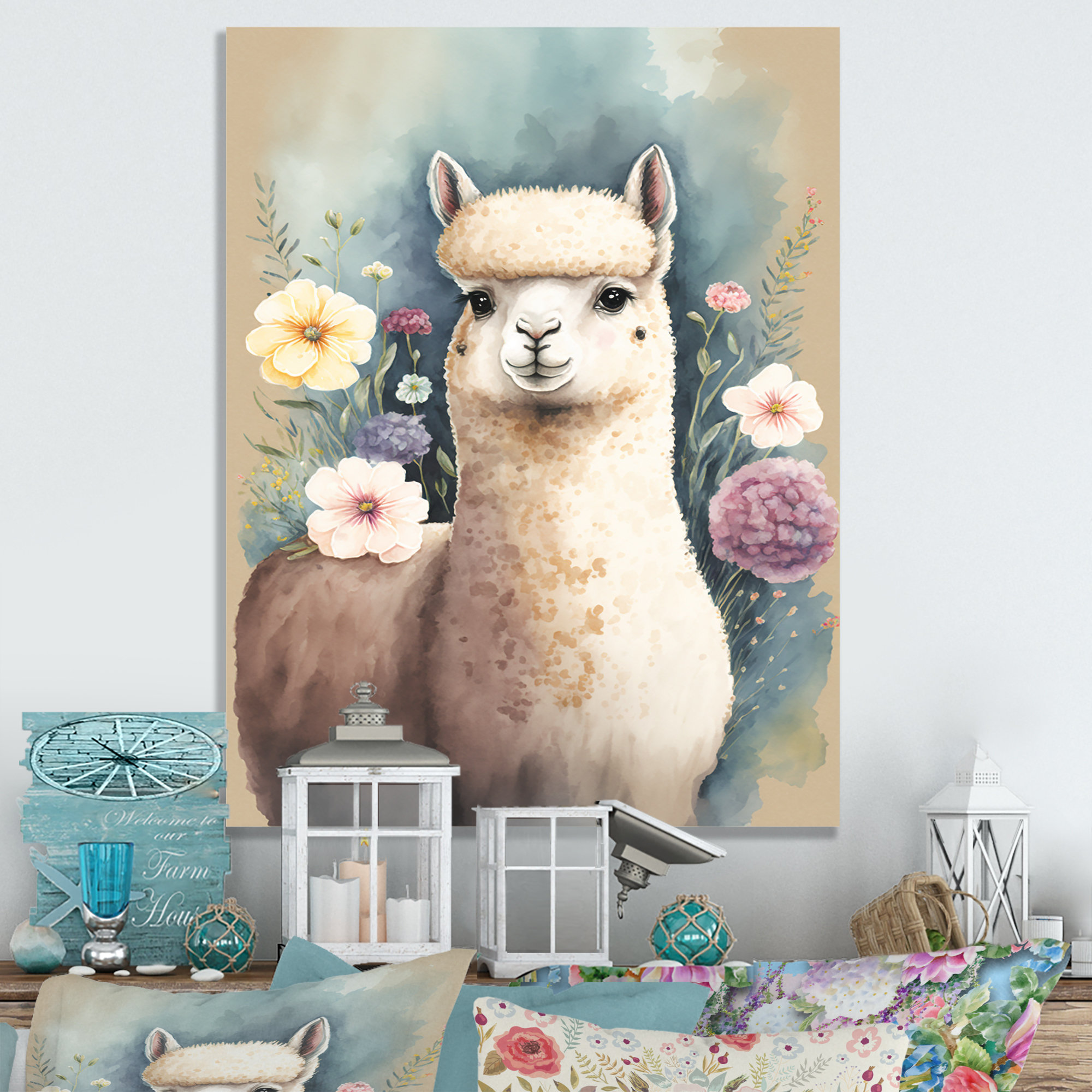 Trinx Flower Alpaca Watercolour V Flower Alpaca Watercolour V - Print ...