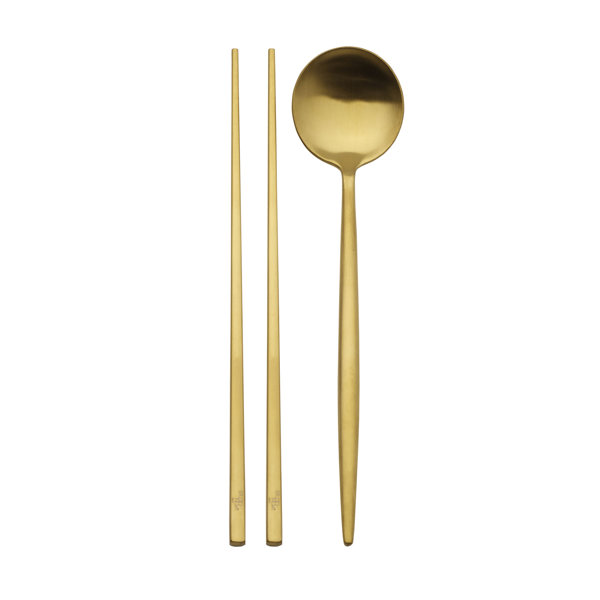 Studio Nova Gold 18/10 Stainless Steel Chopstick Spoon Set, 3-Piece ...