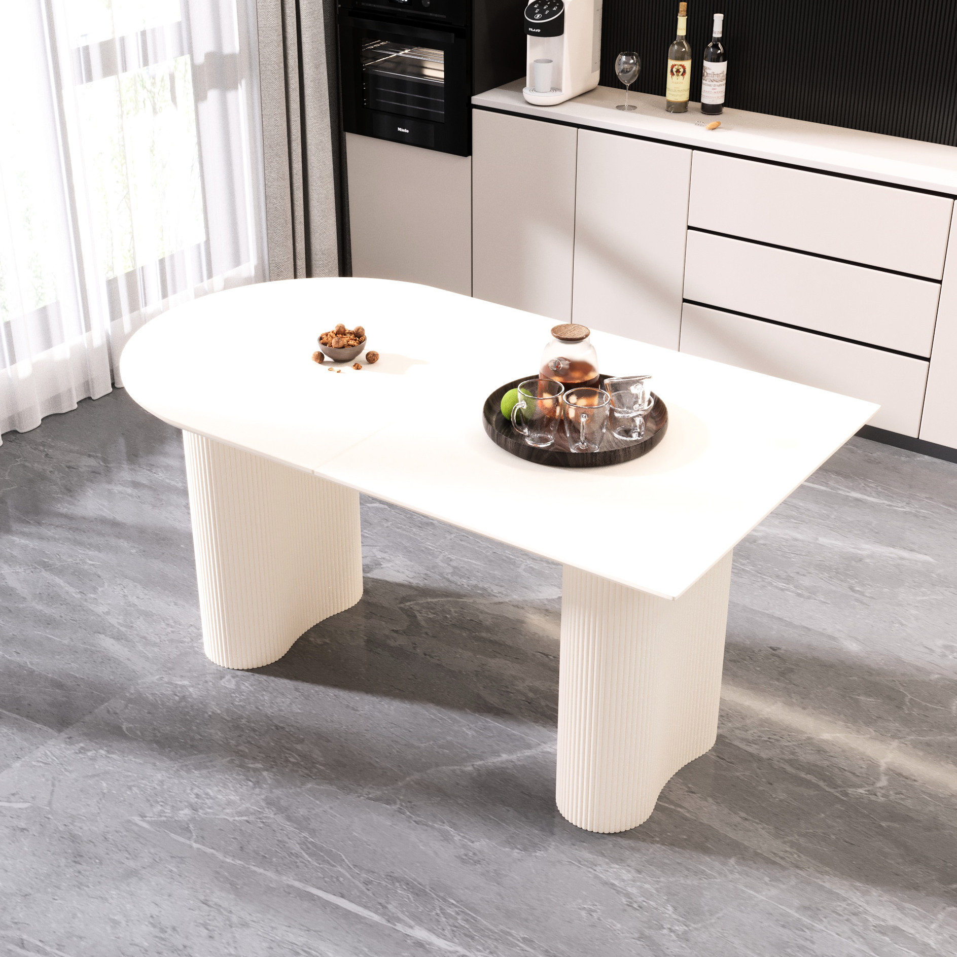 Ivy Bronx Modern 63 - Inch Cream Dining Table For 4 8 People's ...
