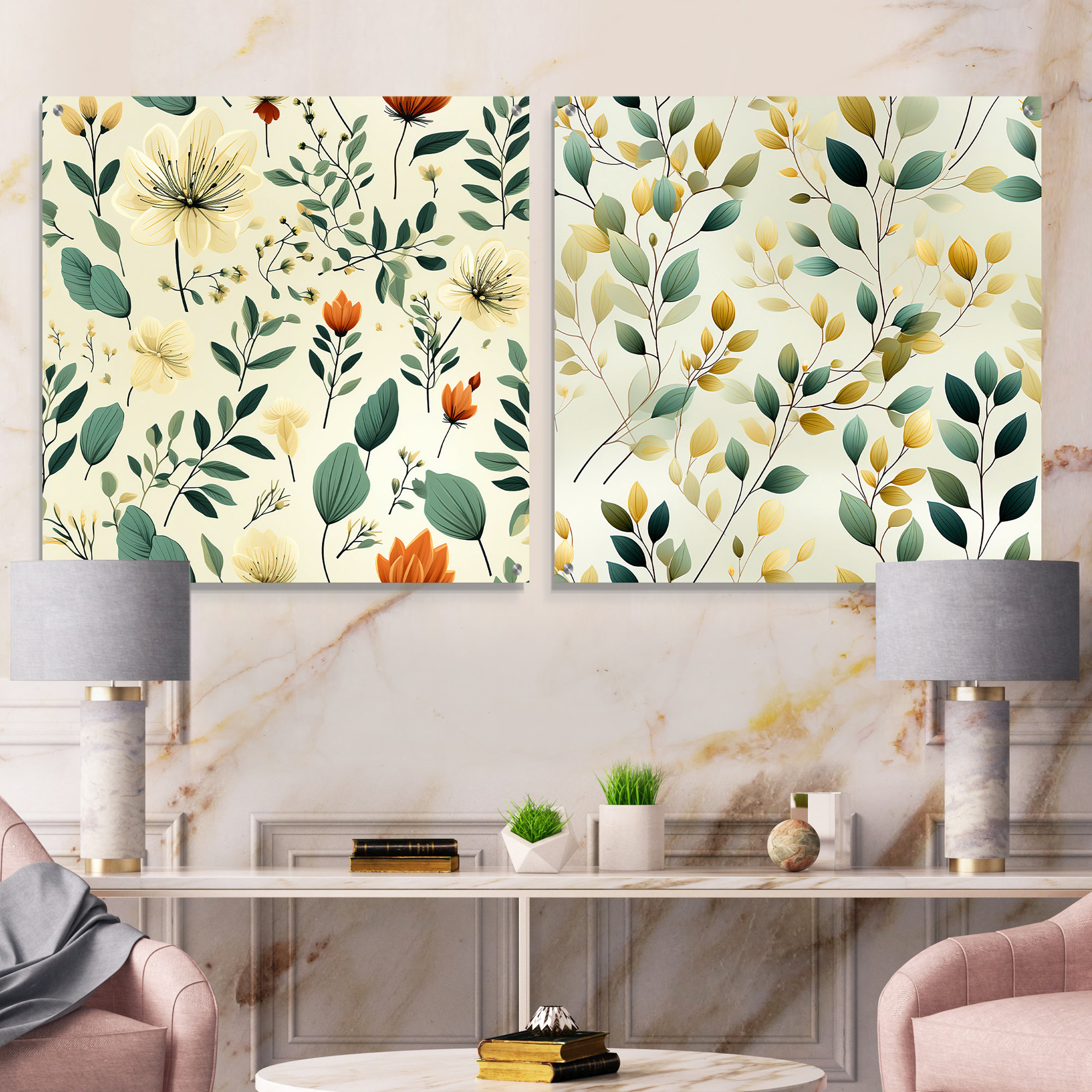 Design Art Minimalist Botanicals - Abstract Botanicals Acrylic Wall Art ...