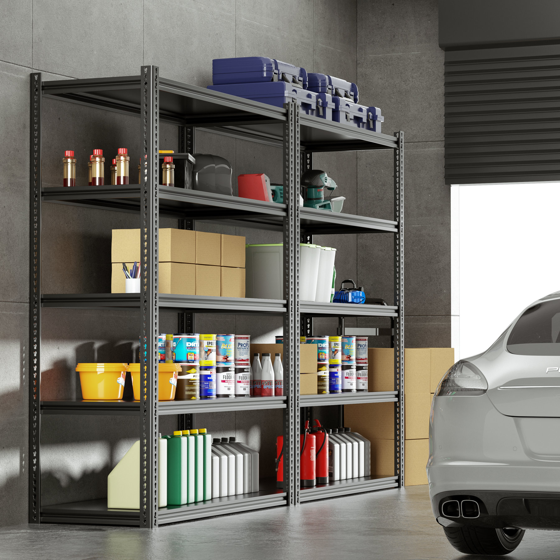 Rebrilliant 5-tier Metal Storage Shelves 35.8 In.d X 72 In.h X 16 In.w ...