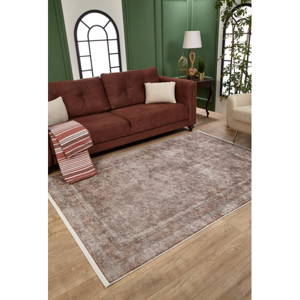 Hargun Usso Framed Machine Woven Brown Area Rug | Wayfair.co.uk