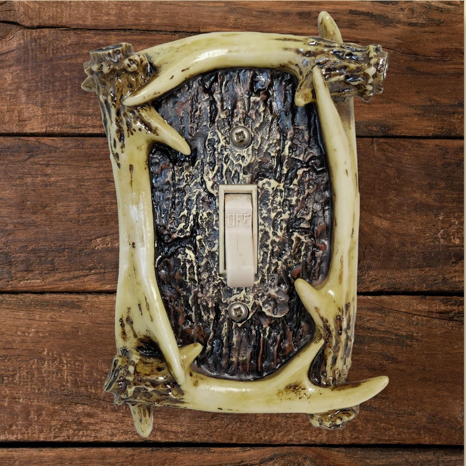 Decor Idea Single Toggle Switch Cover Wall Plate - Rustic Faux Antler ...