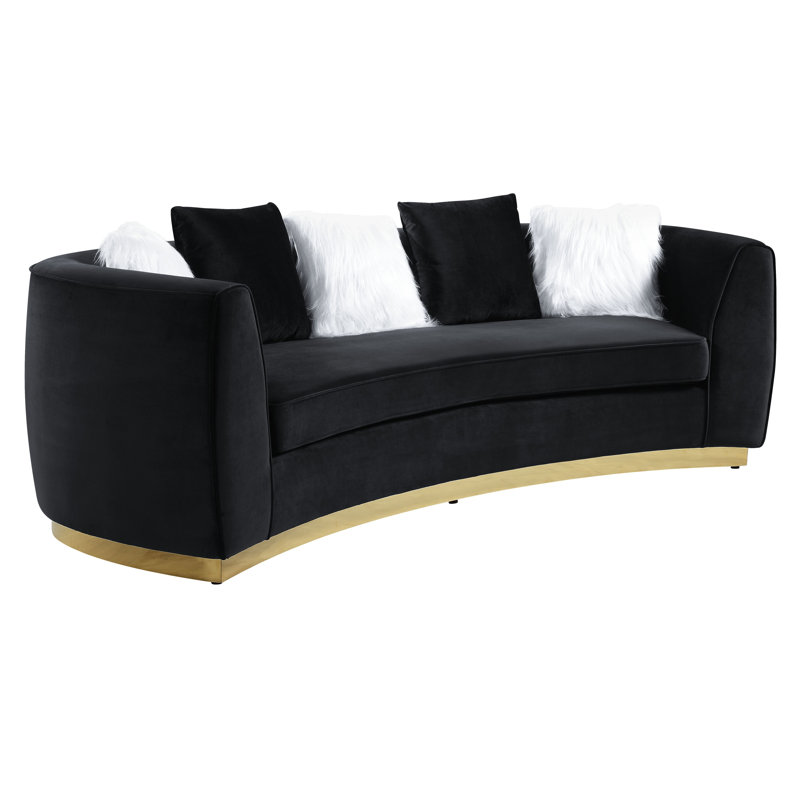 Everly Quinn Ludelle 93'' Velvet Tuxedo Arm Curved Sofa | Wayfair