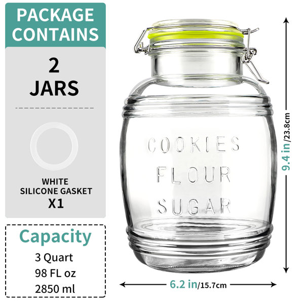 Syntic Vintage Barrel Style Glass Jars W Airtight Hinged Lids and Leak ...