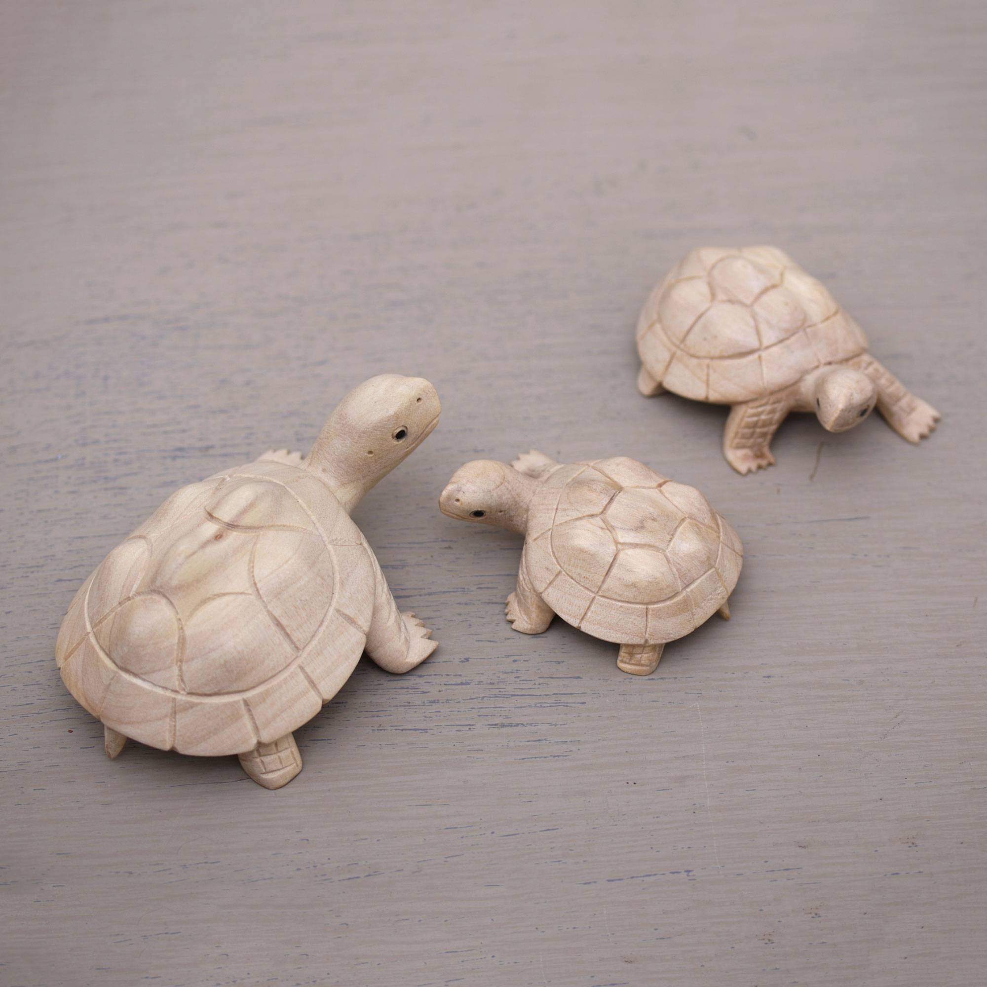 Highland Dunes Bernd Terrapin Trio Wood 3 Piece Statue Set | Wayfair