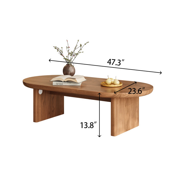 George Oliver Brown Wood Coffee Table With Two Legs For Living Room ...