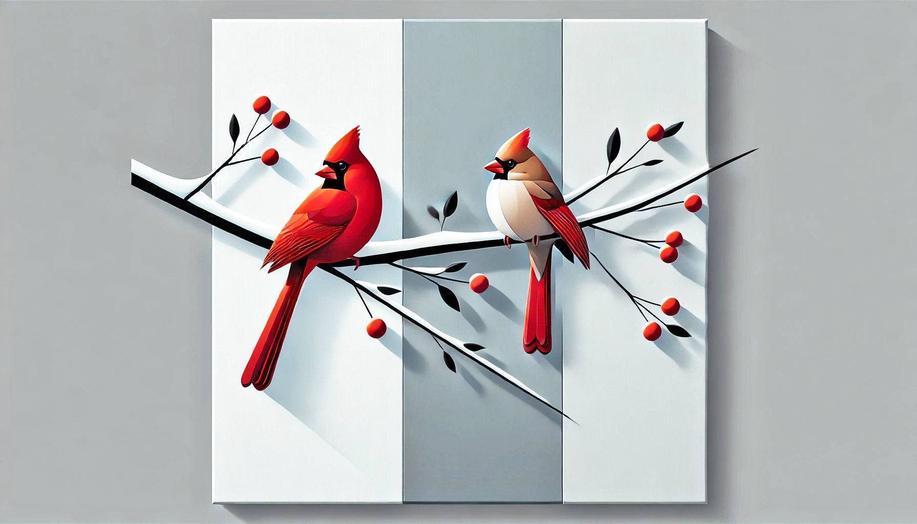 Latitude Run® Modern Cardinals Triptych Wrapped Canvas Wall Art | Wayfair