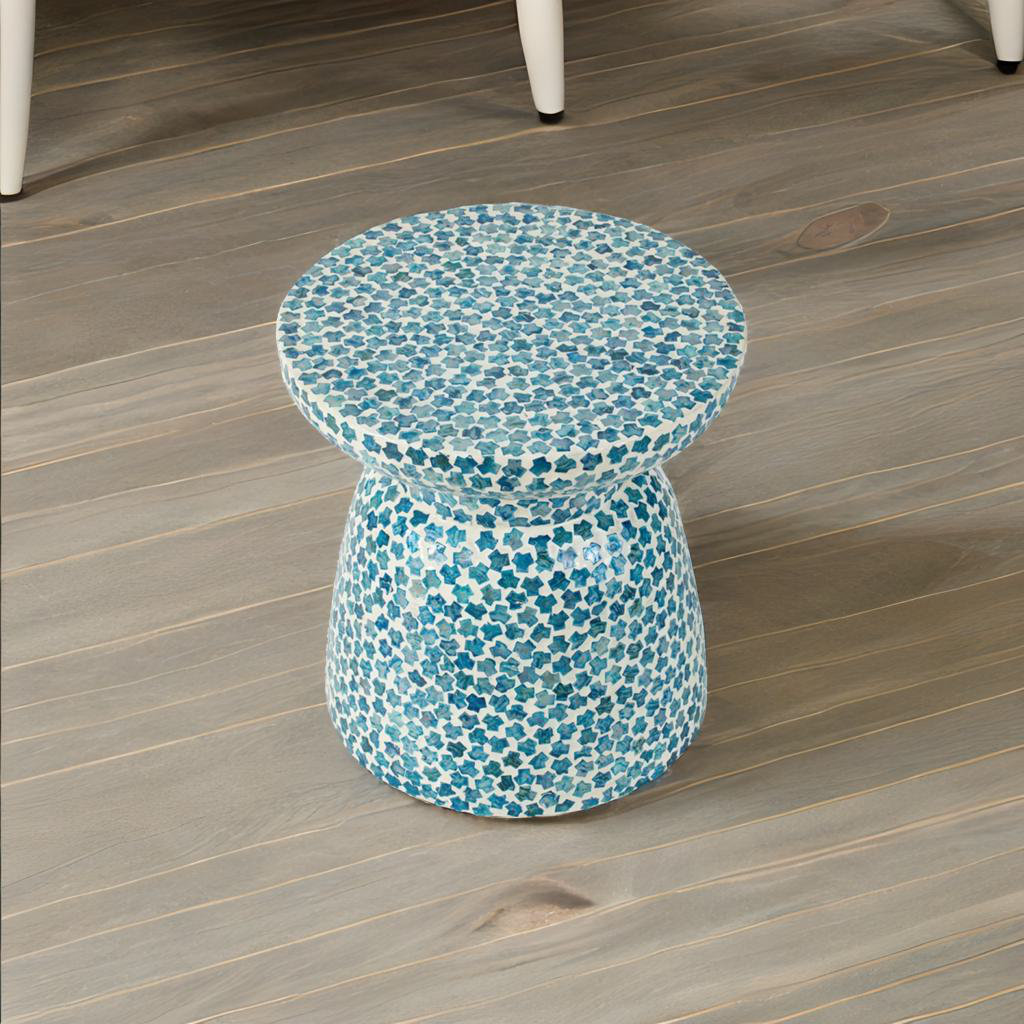 Ebern Designs Blue Accent Round End Table | Wayfair