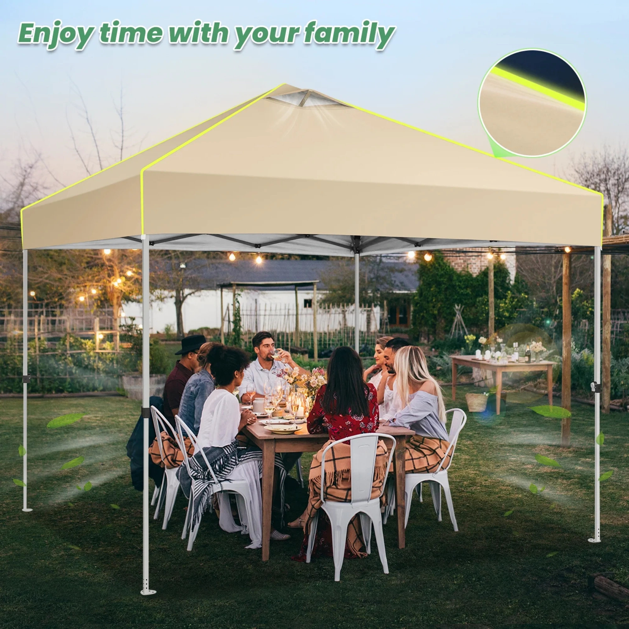 TOOLUCK 10'Wx10'D Pop Up Canopy Tent 1-Button Push Easy up Outdoor ...