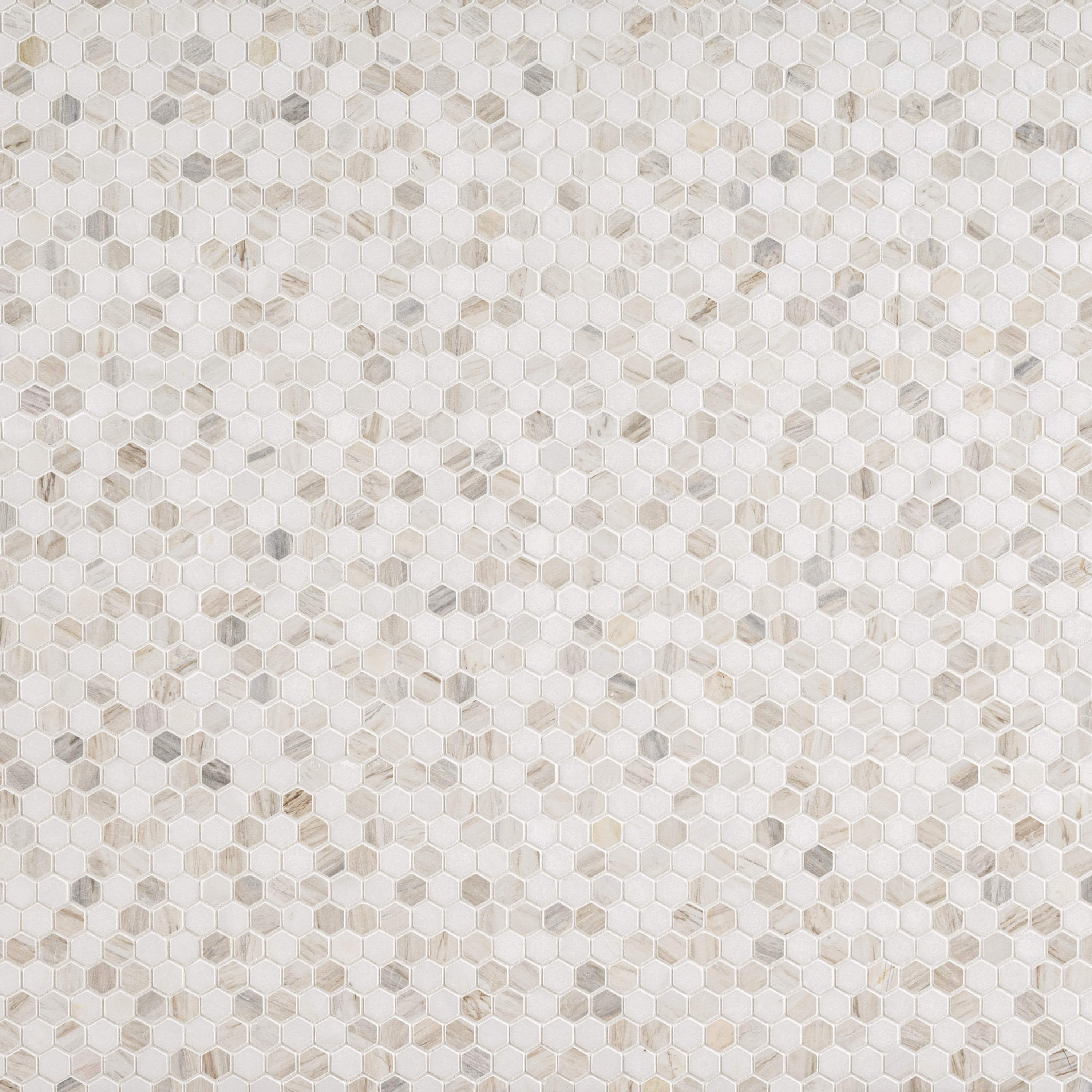 Ackland Angora Auralie Hexagon 12 in. x 12 in. Polished Marble Mosaic ...