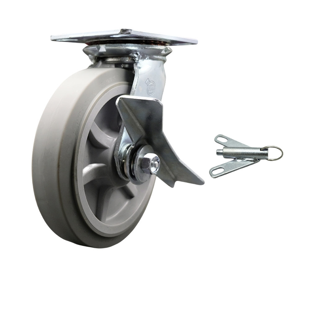 Service Caster 8 Inch Thermoplastic Rubber Caster with Ball Bearing and ...