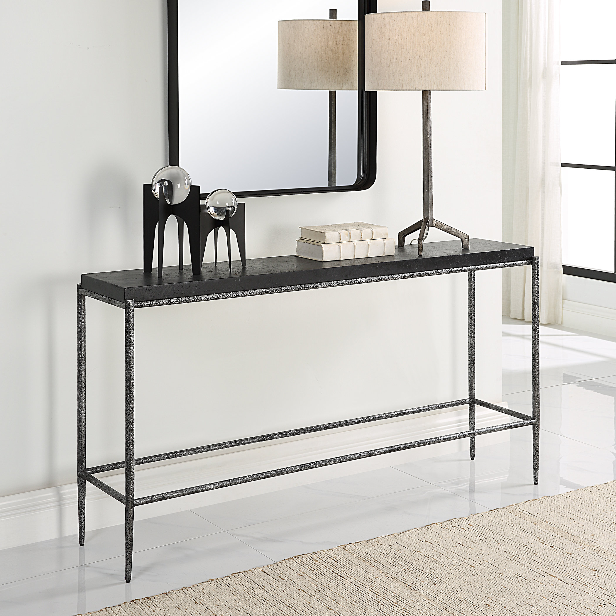 17 Stories Terigio Black Concrete Console Table - Wayfair Canada