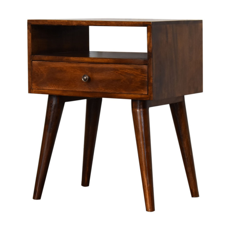 George Oliver Besender 1 - Drawer Solid Wood Nightstand in Chestnut ...