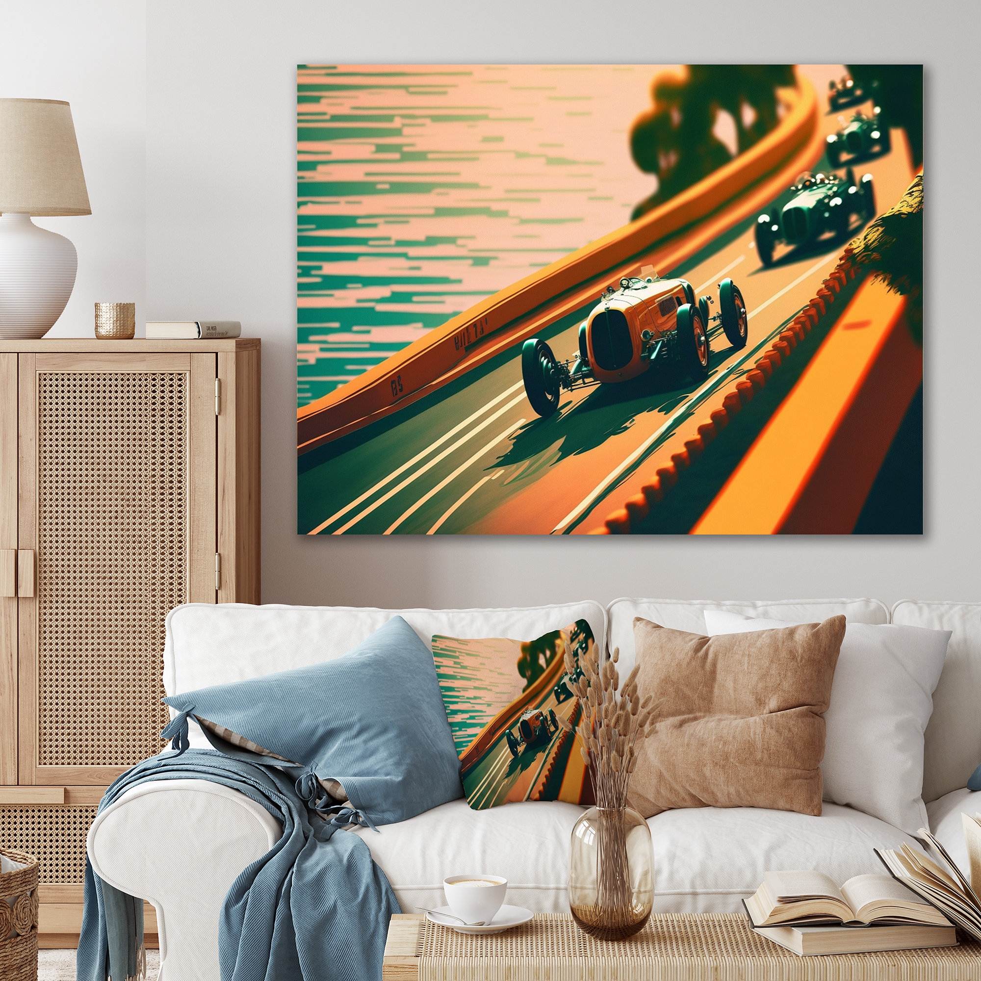 Latitude Run® Retro Race Car in Tropical Street Race II - Unframed ...