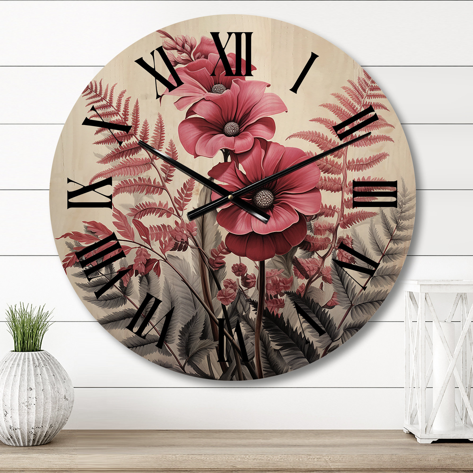 East Urban Home Ferns Ruby Essence II - Floral Oversized Wood Wall ...