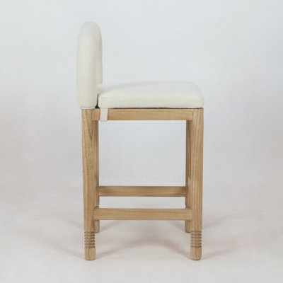 Corrigan Studio® Heidi Solid Wood & Boucle Counter Stool & Reviews ...