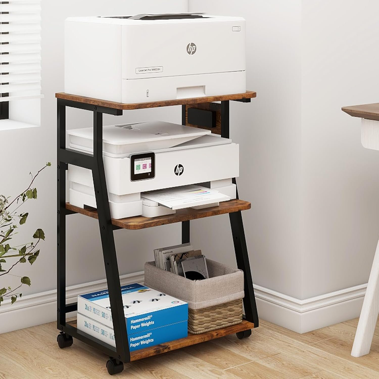 XMVJHOME 3-Tier Printer Stand With Charging Station, Adjustable Storage ...