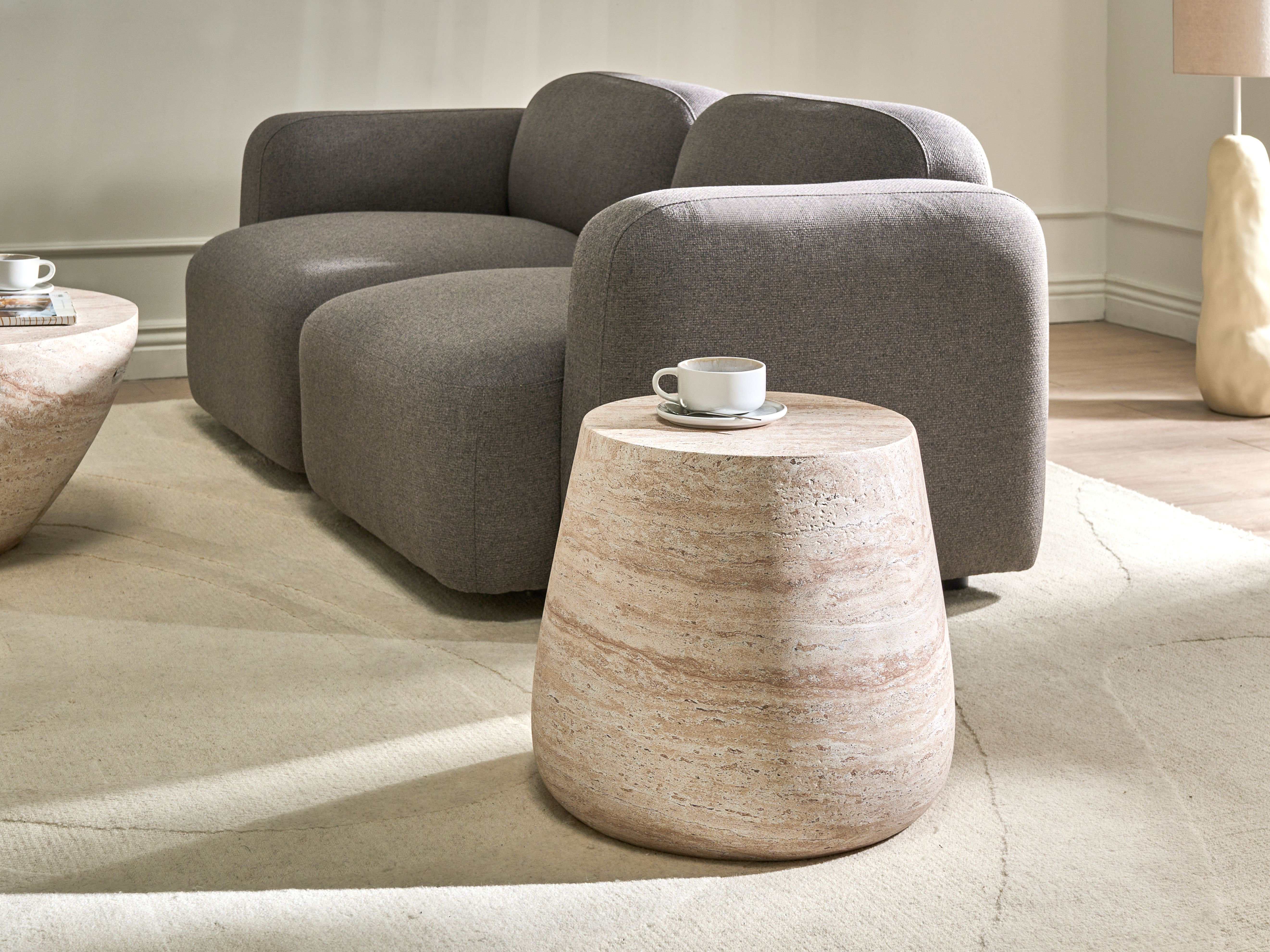 Metro Lane Side Table BIENTINO Travertine Effect | Wayfair.co.uk