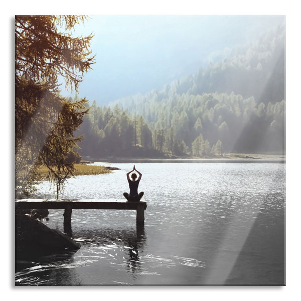 Union Rustic Yoga at the Lake - Unframed Photograph on Glass | Wayfair ...