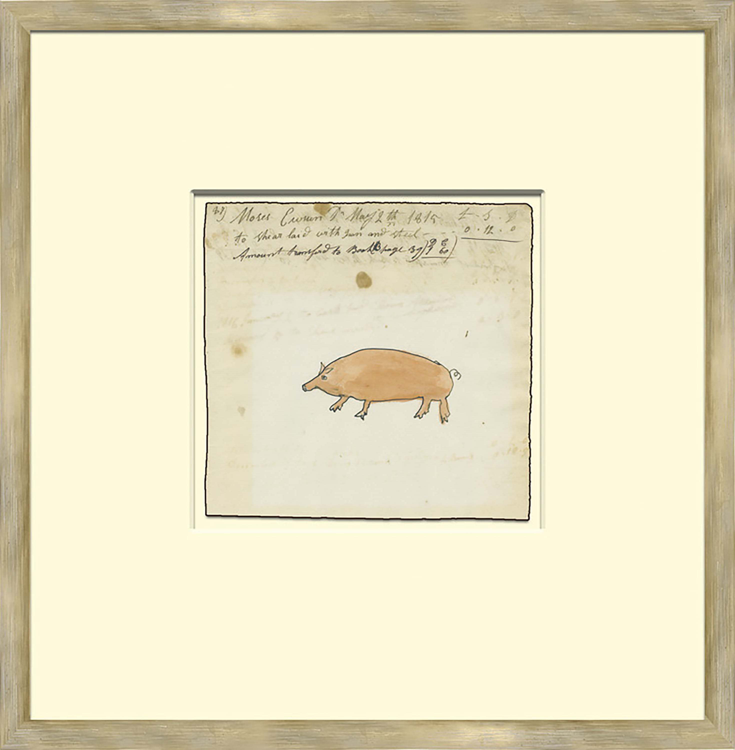 Soicher Marin Pig - Sm. Mennonite Ledger Drawing Framed Drawing Print ...