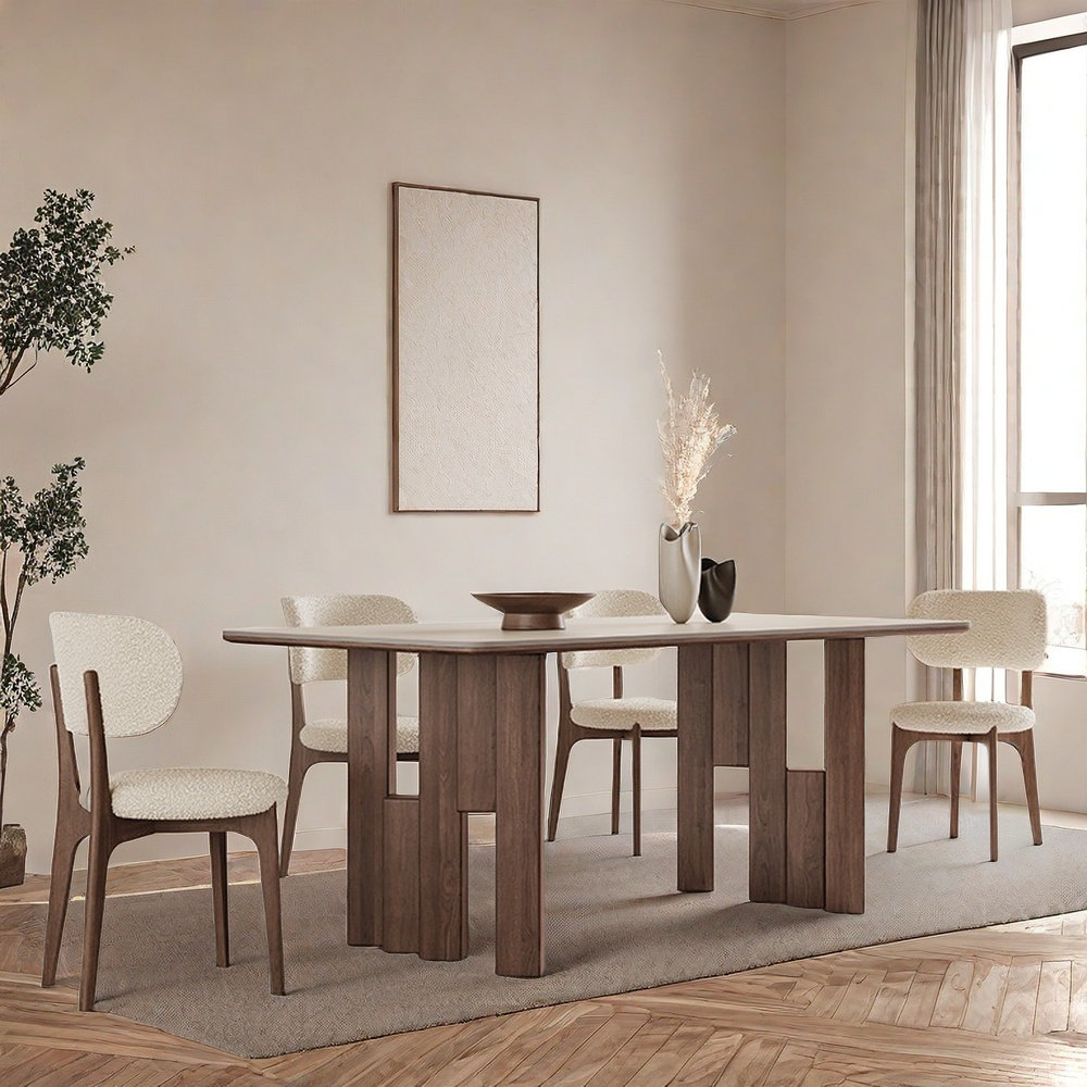 A Zoetic Home Simple walnut color pure white rock table set | Wayfair