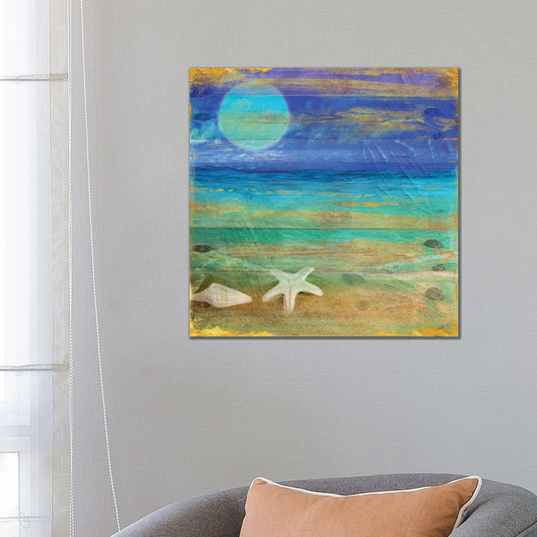 House of Hampton Turquoise Moon Night by Color Bakery - Wrapped Canvas ...